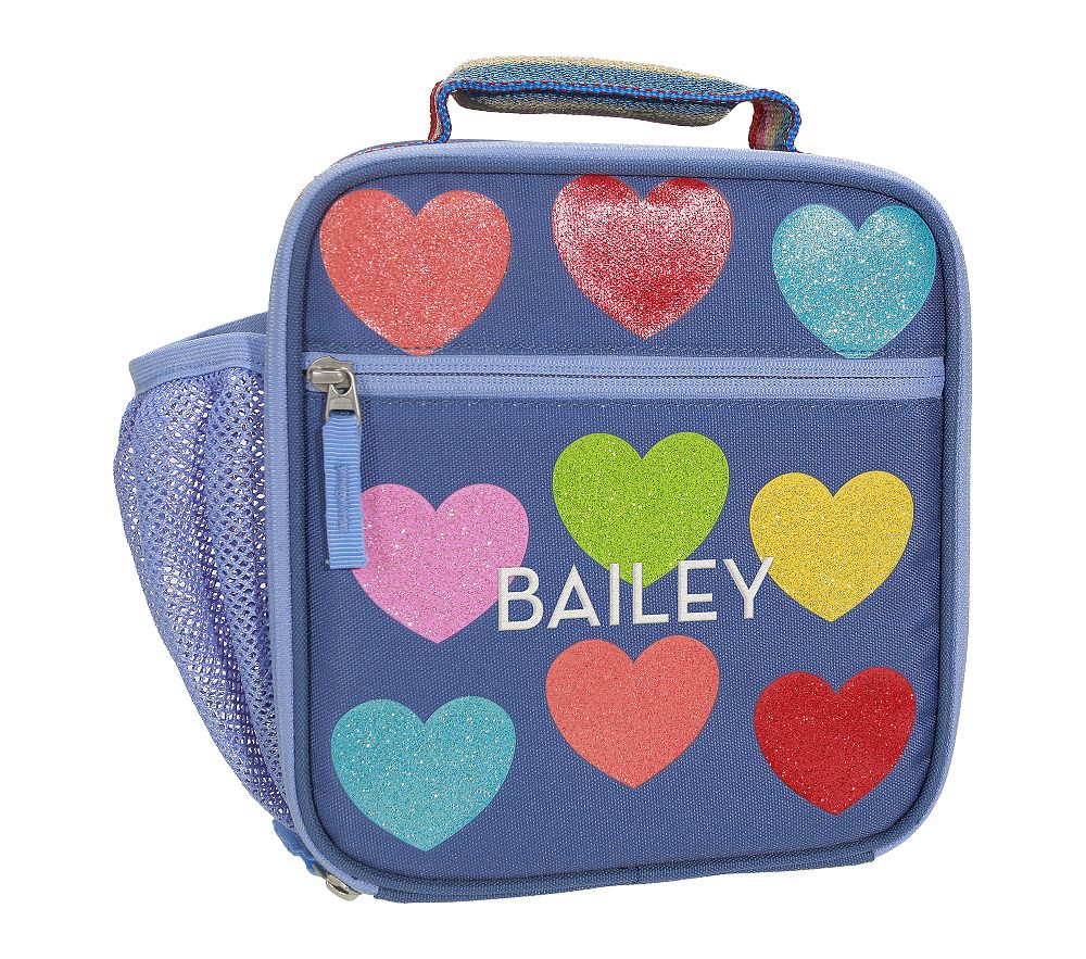 Mackenzie Rainbow Glitter Hearts Lunch Boxes | Pottery Barn Kids
