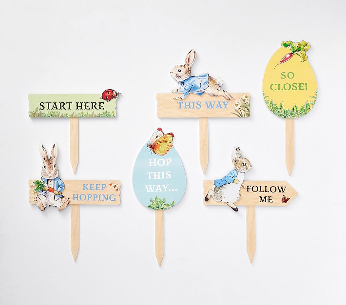 Peter Rabbit™ Egg Hunt Signs | Easter Garden Decor | Pottery Barn Kids