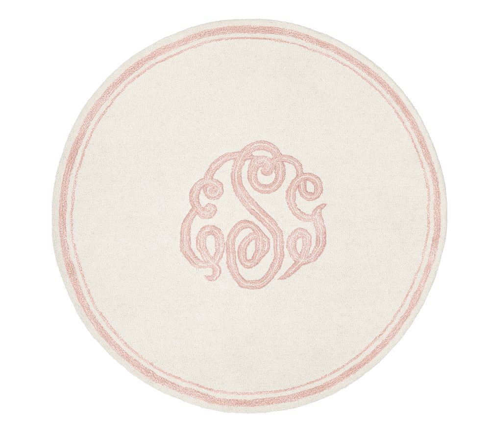 Cursive Monogram Round Rug | Pottery Barn Kids