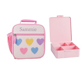 Mackenzie Pastel Chenille Hearts Lunch & Bento Bundle, Set of 2 | Pottery Barn Kids