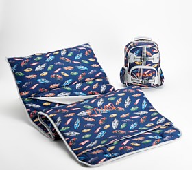 Mackenzie Grey Blue Hot Wheels™ Backpack & Nap Mat Set | Pottery Barn Kids