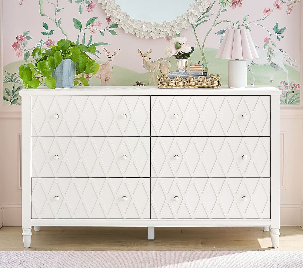 AERIN Lattice 6-Drawer Dresser, Off-White | Pottery Barn Kids