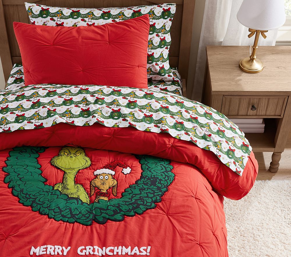 Dr. Seuss's The Grinch™ Wreath Comforter & Shams | Pottery Barn Kids