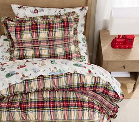 Holiday Plaid Smocked Comforter & Shams | Pottery Barn Kids