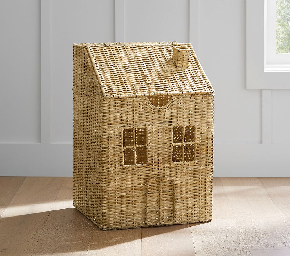 Open Box: Woven Rattan House-Shaped Hamper | Pottery Barn Kids