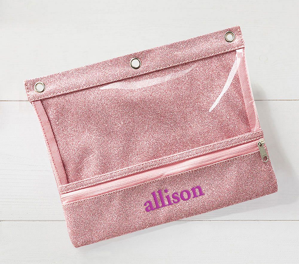 Mackenzie Pink Glitter Binder Kids Pencil Case | Pottery Barn Kids