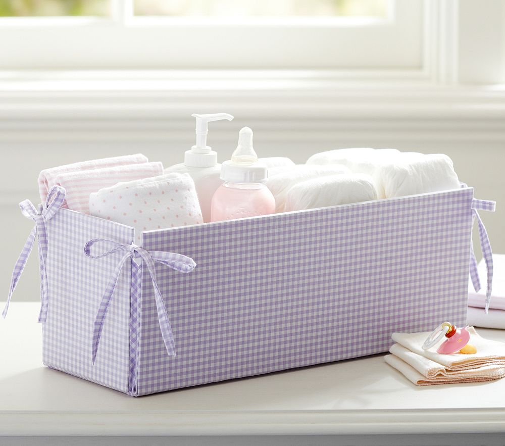 Lavender Gingham Changing Table Organizer | Pottery Barn Kids