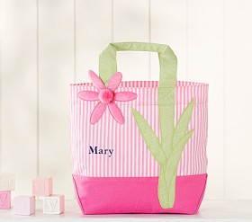 Striped Critter Pink Daisy Kids Tote | Pottery Barn Kids