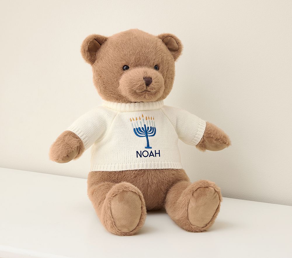 Hanukkah Toasted Coconut Teddy Bear with Sweater Plush | Pottery Barn Kids