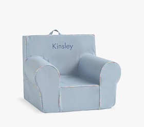 Kids Anywhere Chair®, Light Blue Twill with Rainbow Piping | Pottery ...