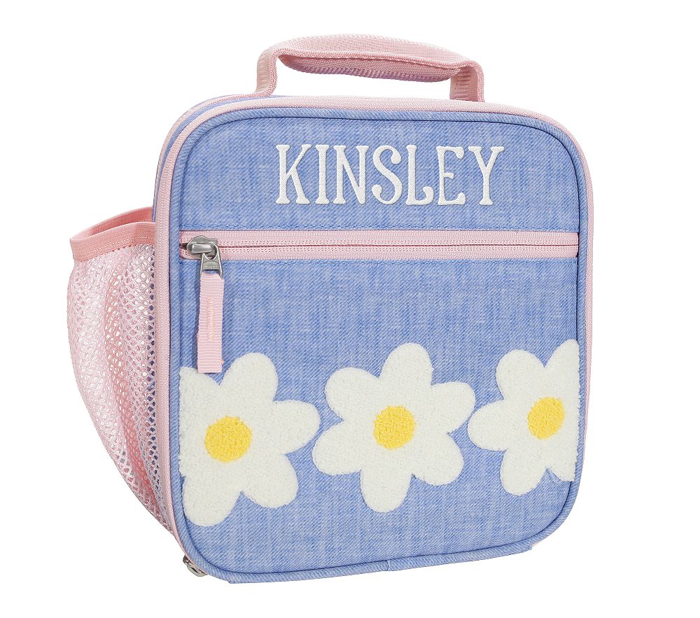 Mackenzie Blue Daisies Chenille Lunch Box | Pottery Barn Kids