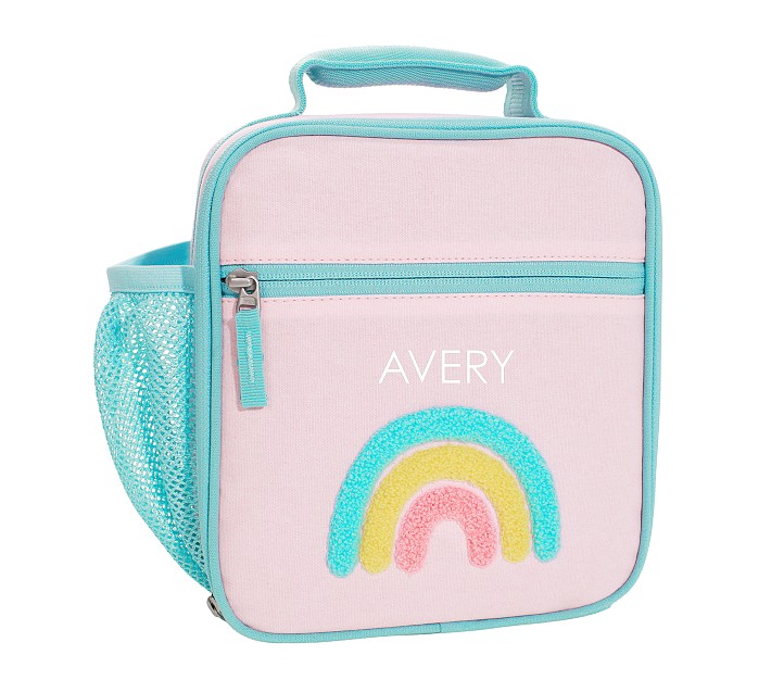 Mackenzie Pink Rainbows Chenille Lunch Box | Pottery Barn Kids