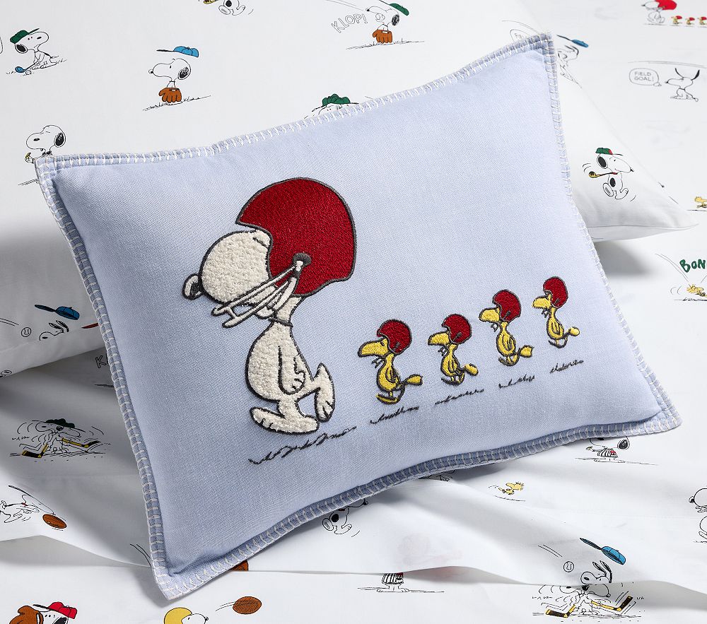 Peanuts® Snoopy® Sports Lumbar Pillow | Pottery Barn Kids