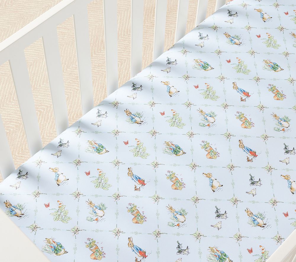 Peter Rabbit™ Lattice Organic Crib Fitted Sheet | Pottery Barn Kids