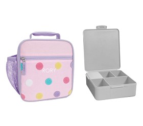 Mackenzie Pink Chenille Polka Dots Lunch & Bento Bundle | Pottery Barn Kids