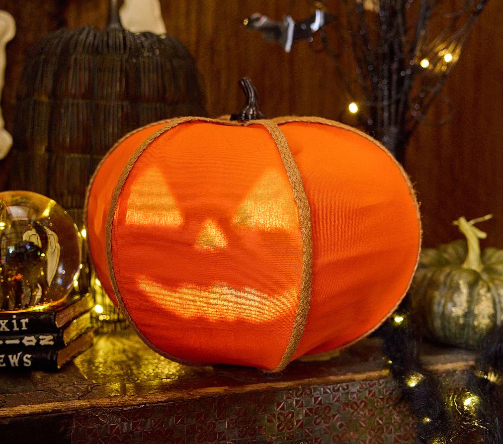 Light-Up Linen Pumpkin with Motion-Activated Sounds | Pottery Barn Kids