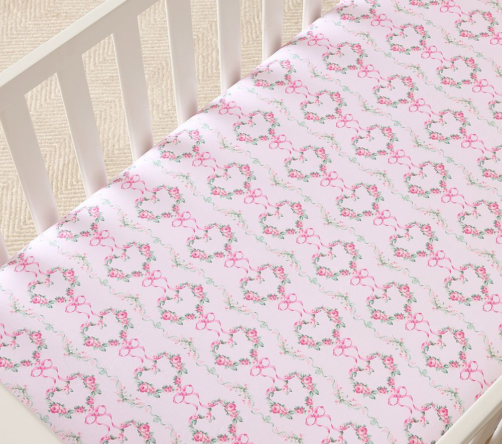 LoveShackFancy Floral Heart Organic Crib Sheet | Pottery Barn Kids