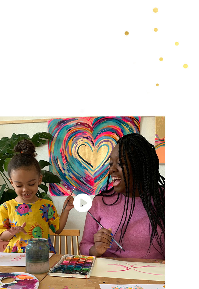 Image of woman and child painting